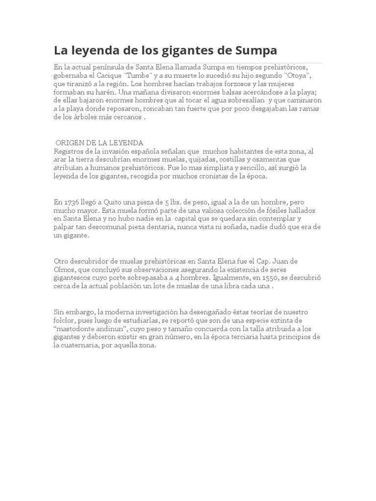 La Leyenda de Los Gigantes de Sumpa | PDF | Ciencias sociales