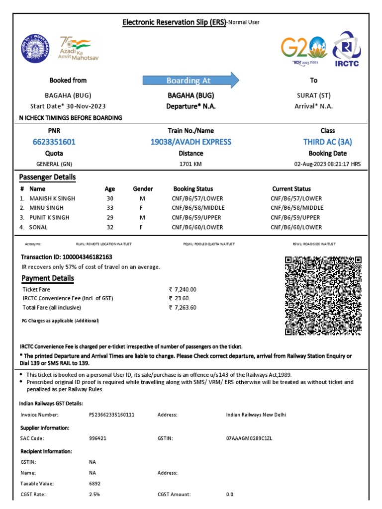 19038/avadh Express Third Ac (3A) | PDF