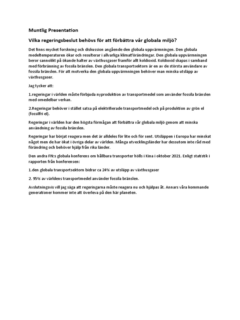 Muntlig Presentation | PDF