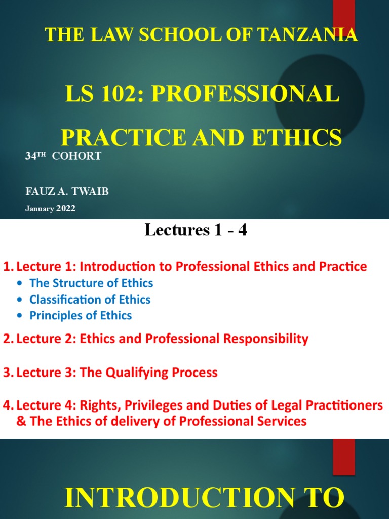 Ls 102 Professional Practice & Ethics Zechariah Wakili Msomi | PDF