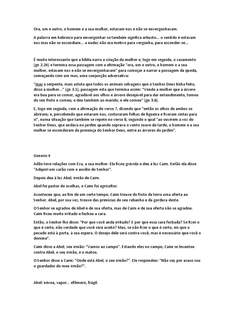 Caim e Abel | PDF | Adão e Eva | Nudez
