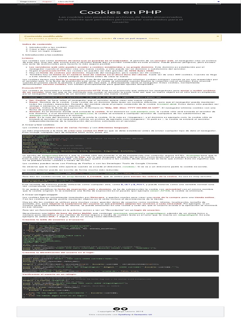 4 Cookies en PHP | Descargar gratis PDF | Cookie HTTP | Redes 4 Cookies en PHP | Descargar gratis PDF | Cookie HTTP | Redes