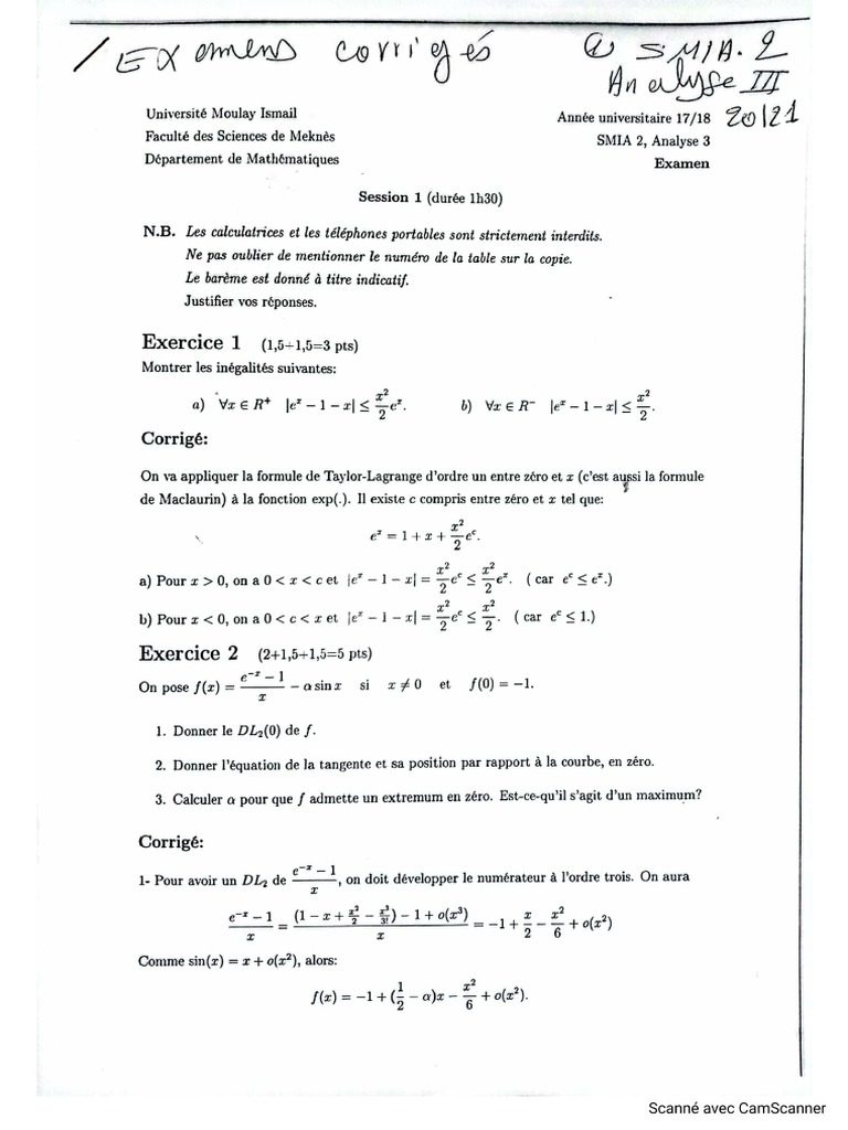 Examen Analyse 3 | PDF