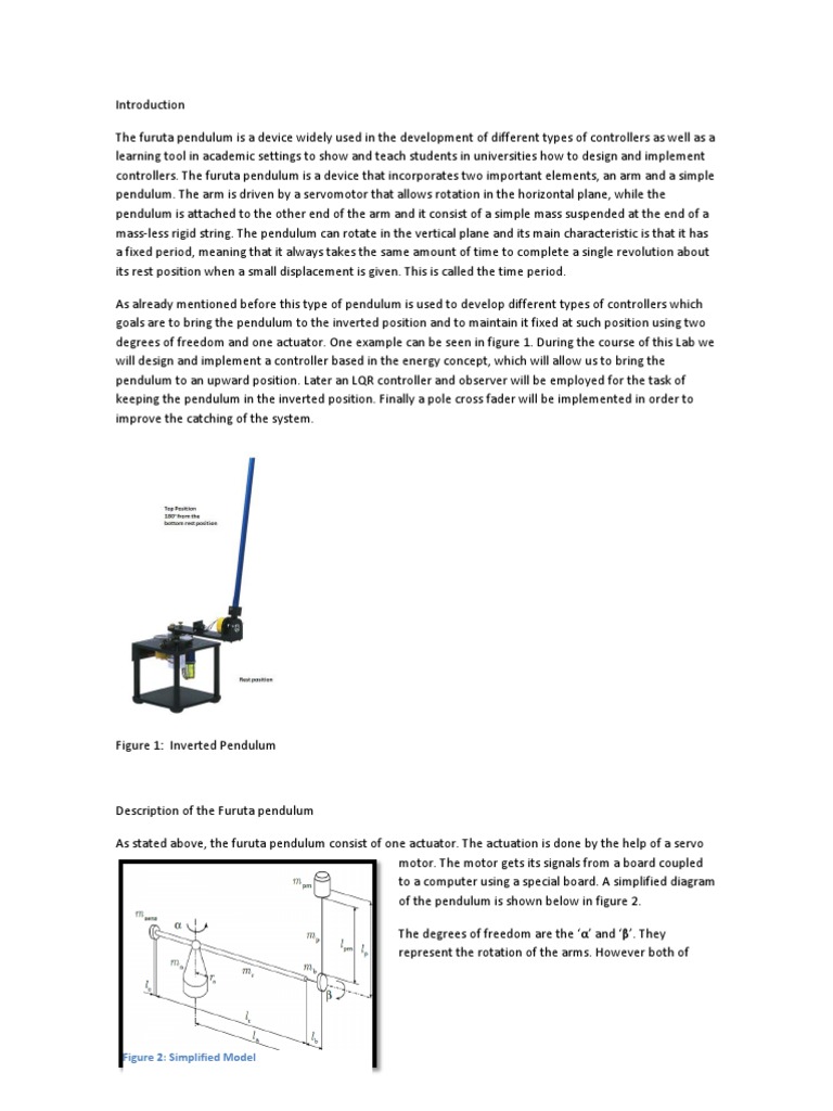 Report Furuta Pendulum | PDF | Rotation Around A Fixed Axis | Matrix (Mathematics)