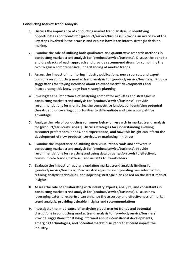 100 Conducting Market Trend Analysis Prompt Templates | PDF