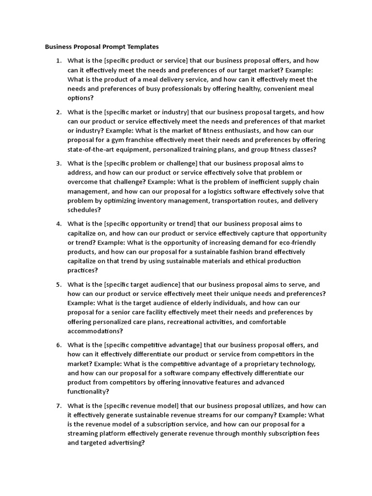 105 Business Proposal Prompt Templates | PDF | Strategic Management | Brand