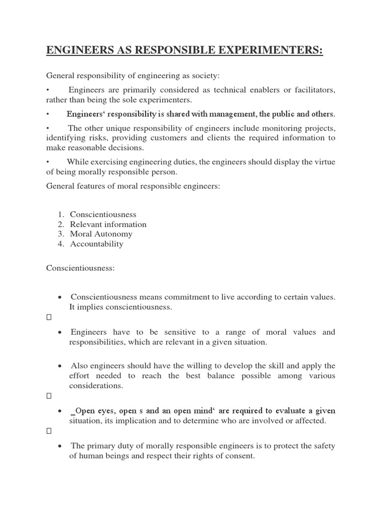 Engineers As Responsible Experimenters | PDF | Autonomy | Morality