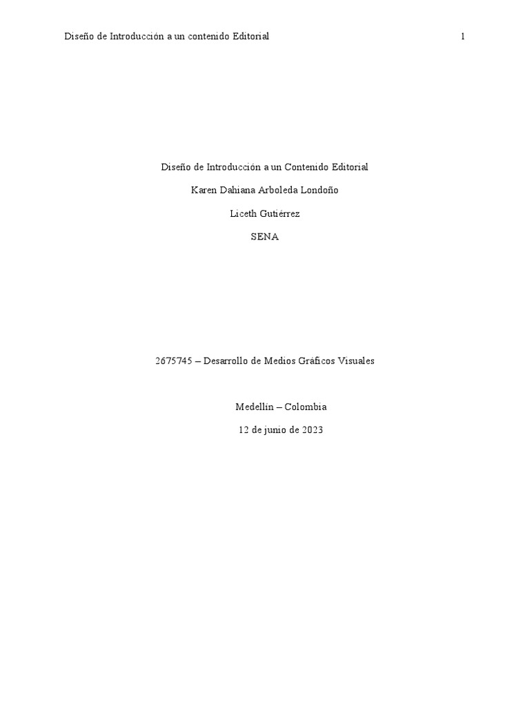 Diseño de Introduccion A Un Contenido Editorial Por Karen Arboleda ...