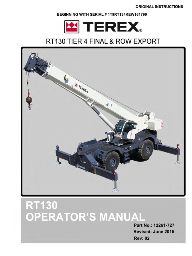 Manual de Operaciones - Terex RT-130 | PDF