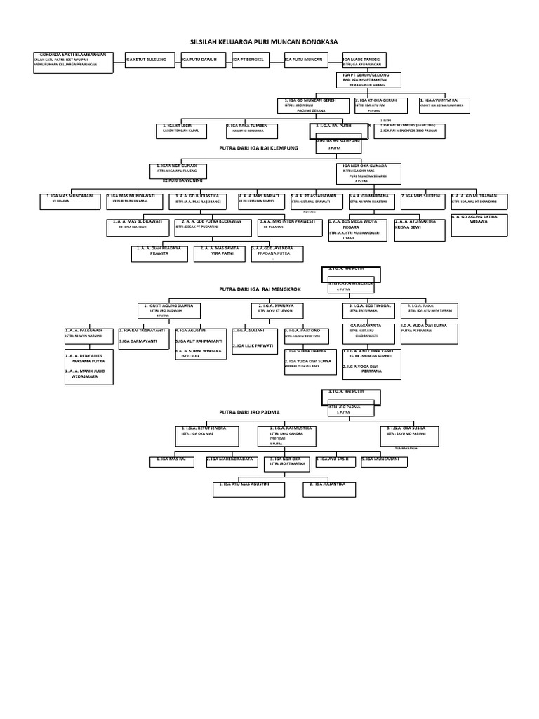 Silsilah Keluarga Puri Muncan Bongkasa | PDF