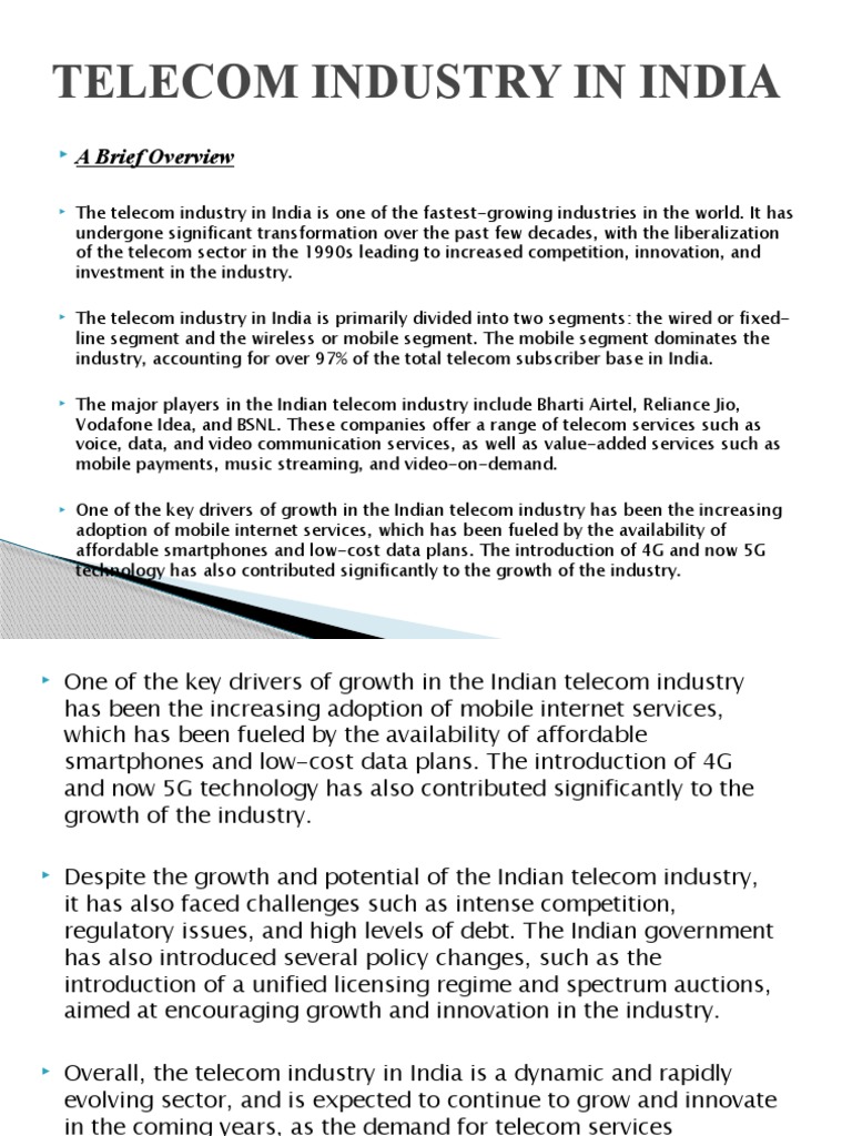 TELECOM INDUSTRY IN INDIA Aesh | PDF