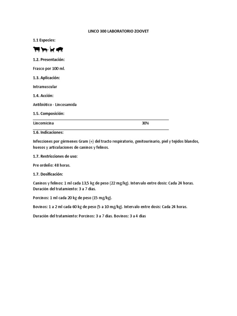 Linco 300 Laboratorio Zoovet | PDF
