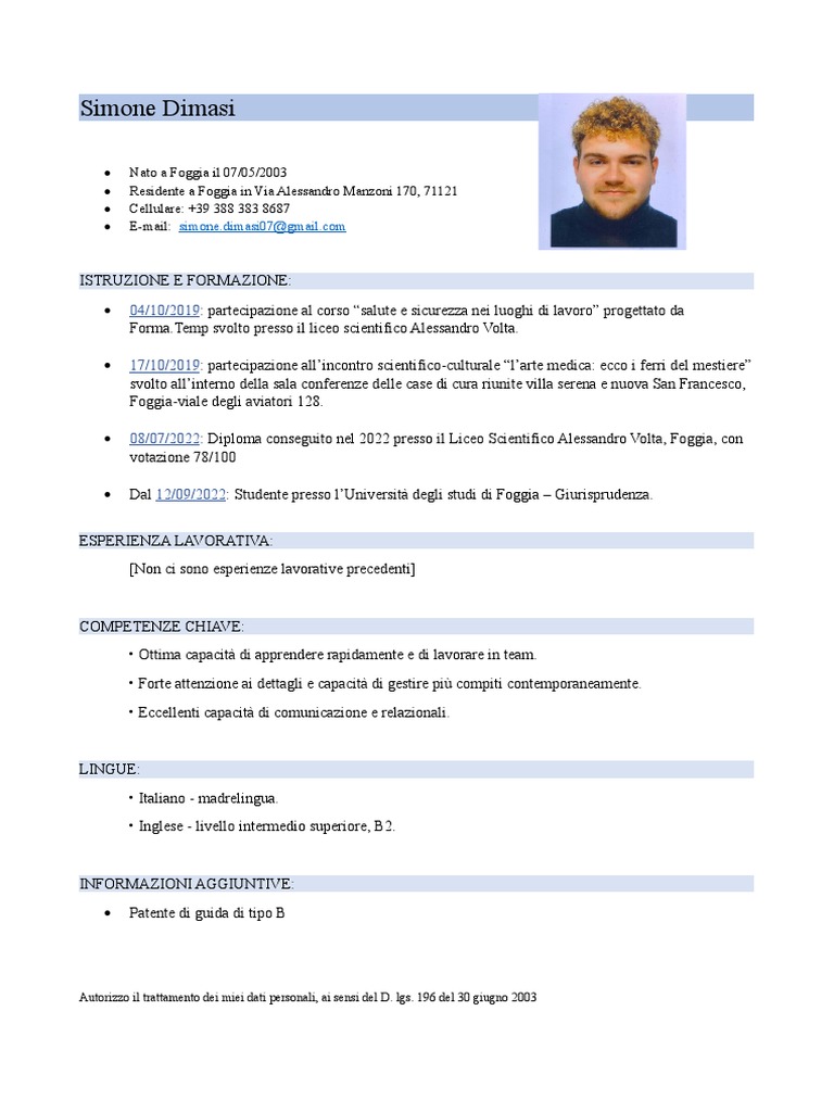 Dimasi Simone Cv | PDF