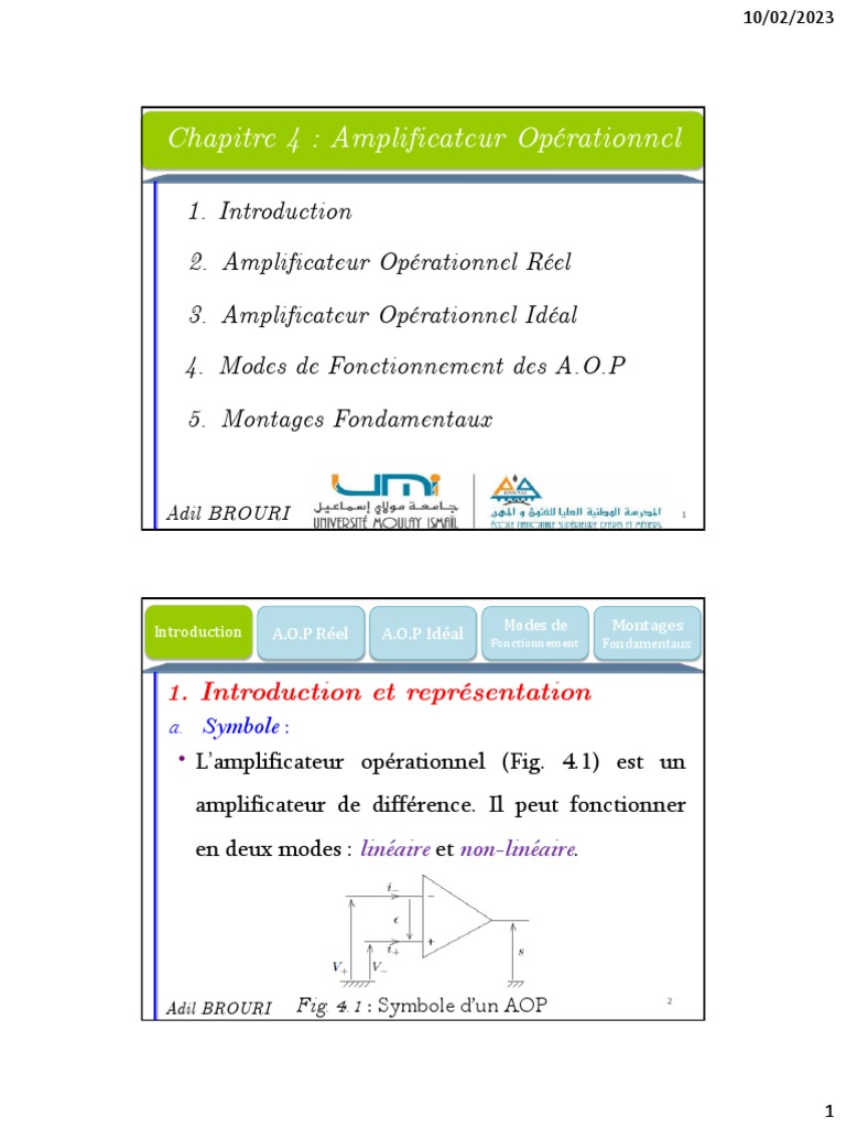 Chapitre 4-AOP-poly | PDF | Amplificateur opérationnel | Amplificateur électronique