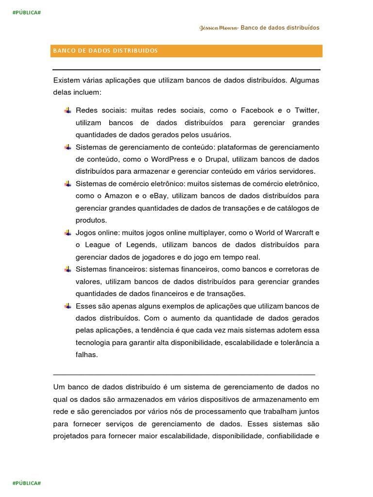 Banco de Dados Distribuidos | PDF Banco de Dados Distribuidos | PDF