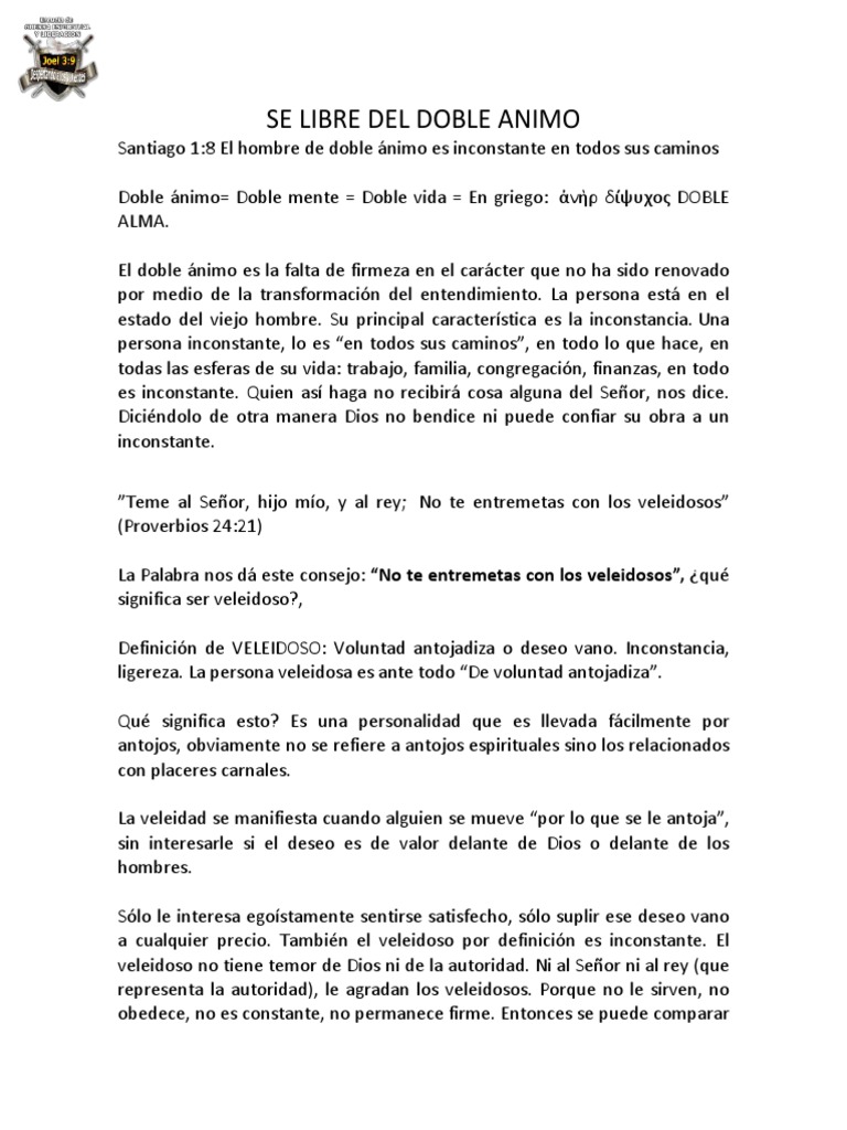 Leccion #6 - El Doble Animo en La Guerra Espiritual | PDF