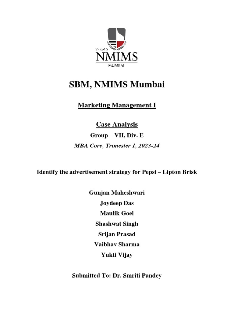 Pepsi Lipton Brisk Case Analysis - Group - VII | PDF | Social Media ...