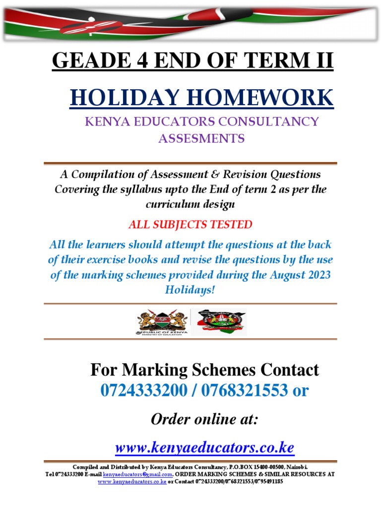 Grade 4 End Term 2 Holiday Assignment | PDF
