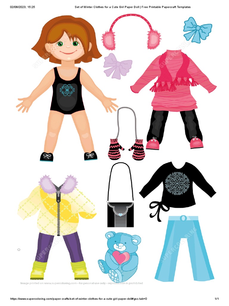 Set of Winter Clothes For A Cute Girl Paper Doll - Free Printable ...