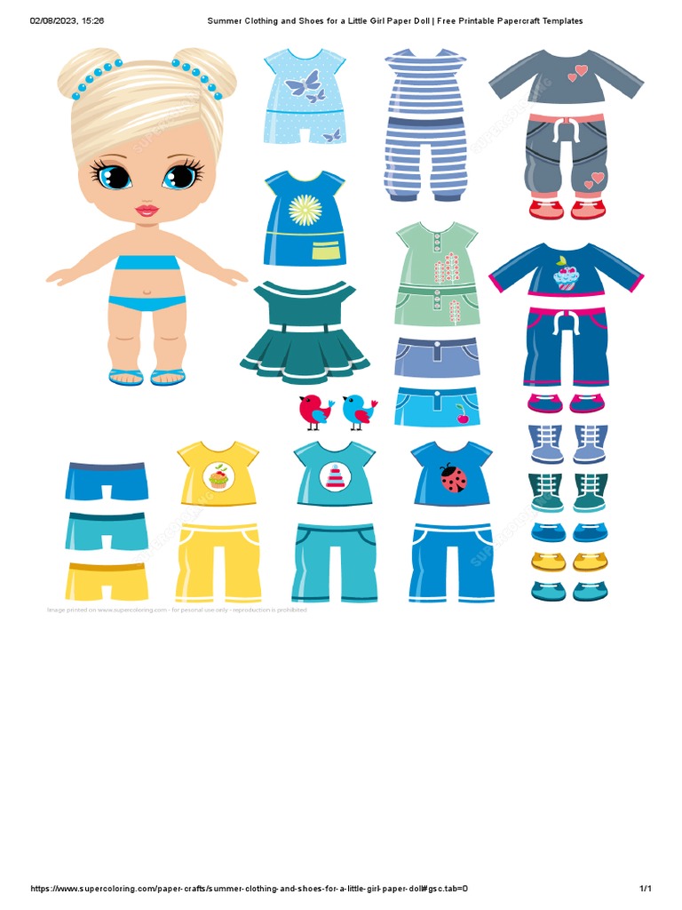 Summer Clothing and Shoes For A Little Girl Paper Doll - Free Printable ...