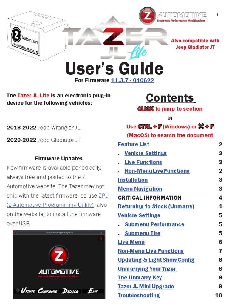 Tazer Jl Lite User Guide 1137 | PDF