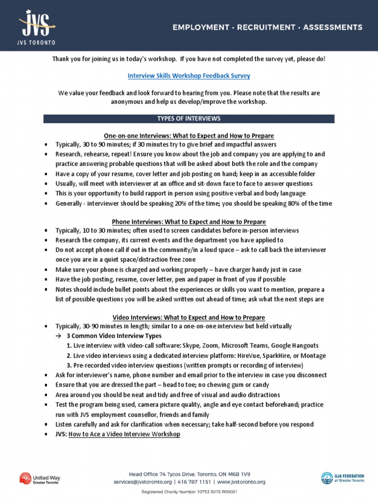 Interview Skills Handout | PDF | Job Interview | Clothing