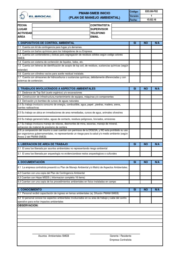 Plan de Manejo Ambiental PMAM-SMEB | PDF | Entorno natural | Naturaleza