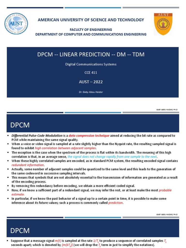 8 - DPCM-Linear Prediction-DM | PDF | Sampling (Signal Processing) | Computer Science