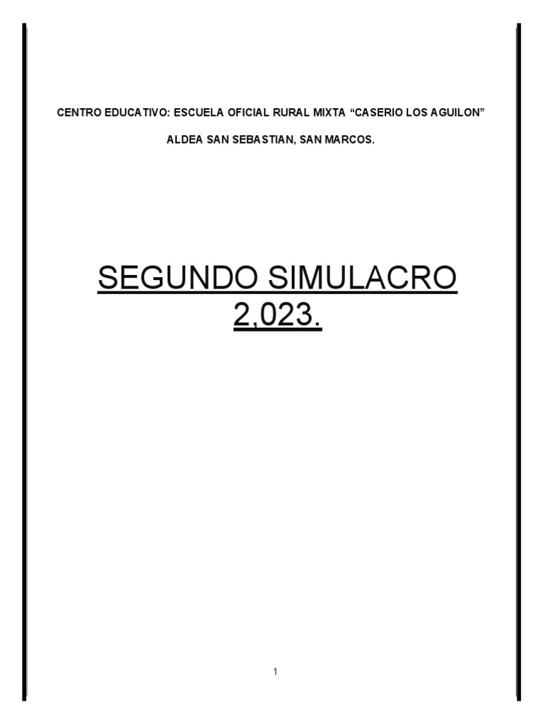 Plan Segundo Simulacro Caserio Los Aguilon San Sebastian 2023 | PDF