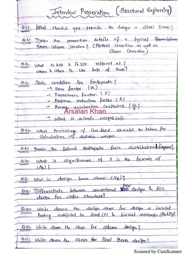 Structural Engg Interview Question | PDF