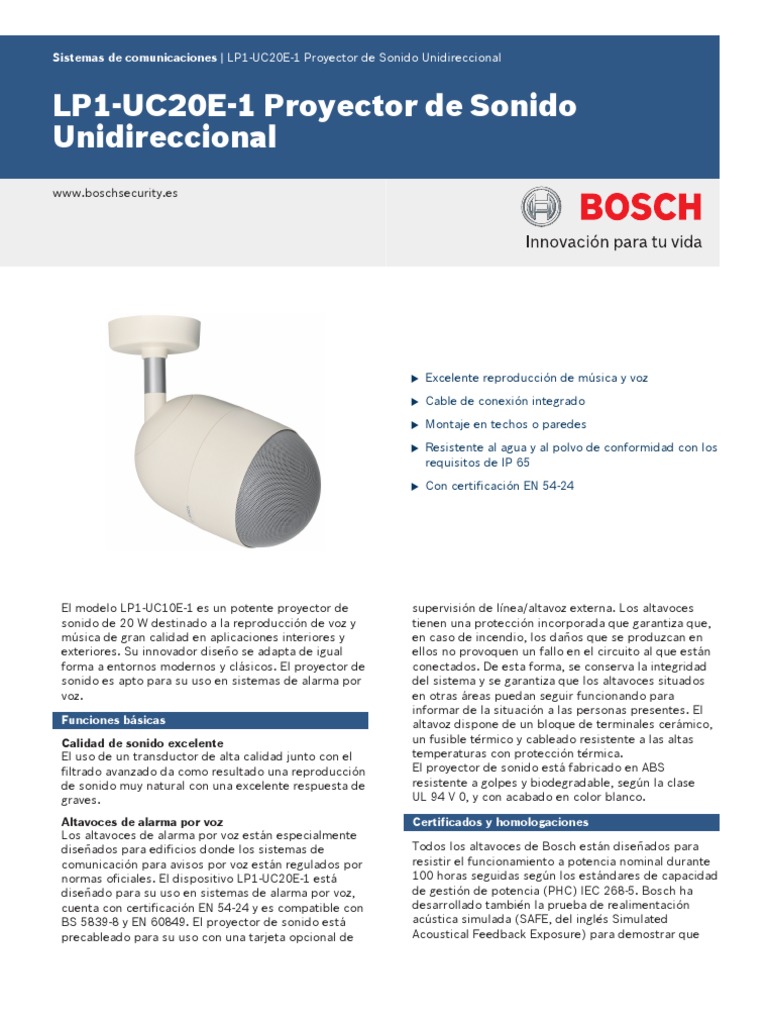 LP1 UC20E 1 Data Sheet esES 18014400439098763 | PDF | Altoparlante ...
