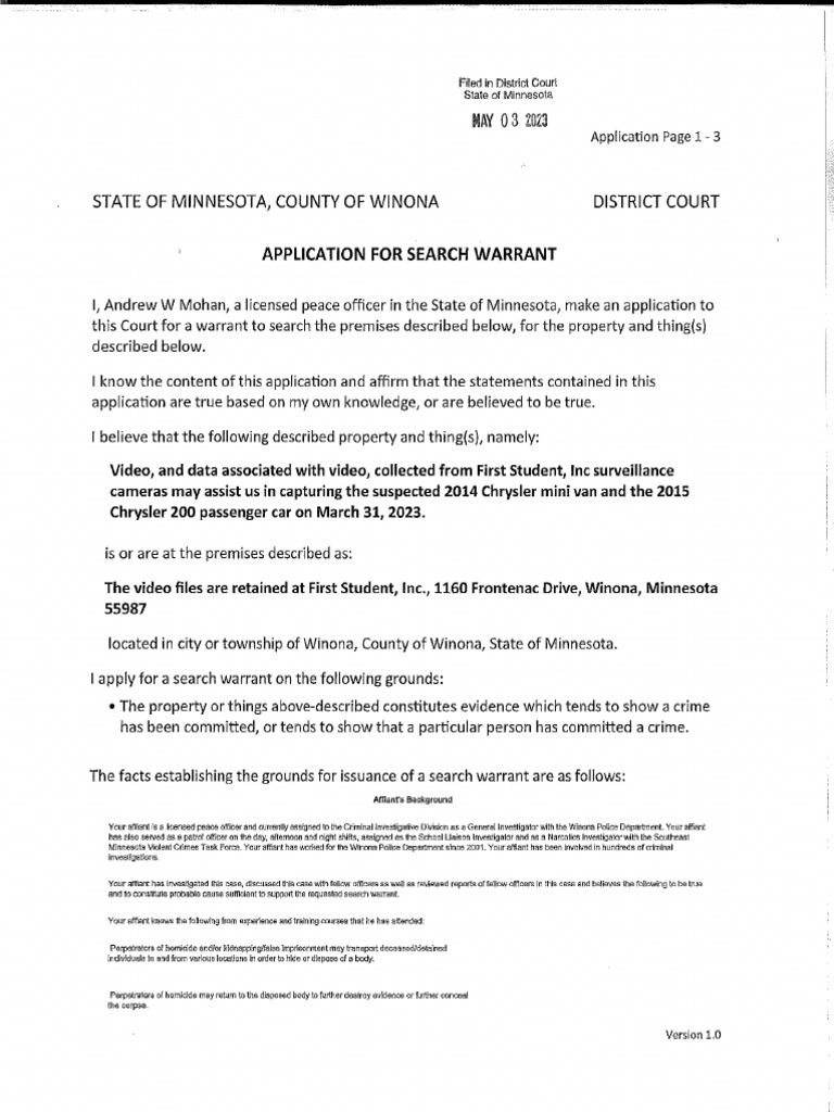 ADAM FRAVEL - 64c93b31aab12.pdf APPLICATION FOR SEARCH WARRANT | PDF