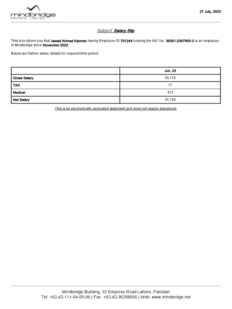 Salary Slip June 2023 - June 2023 | PDF