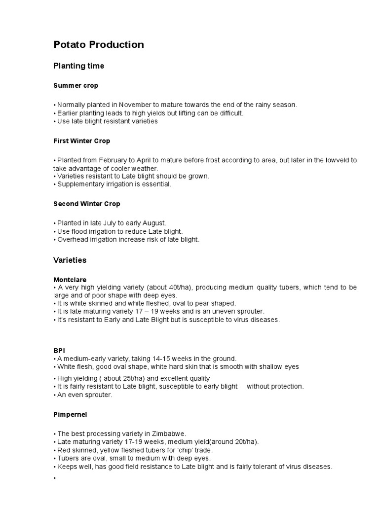 Potato Production Zim | PDF | Potato | Soil