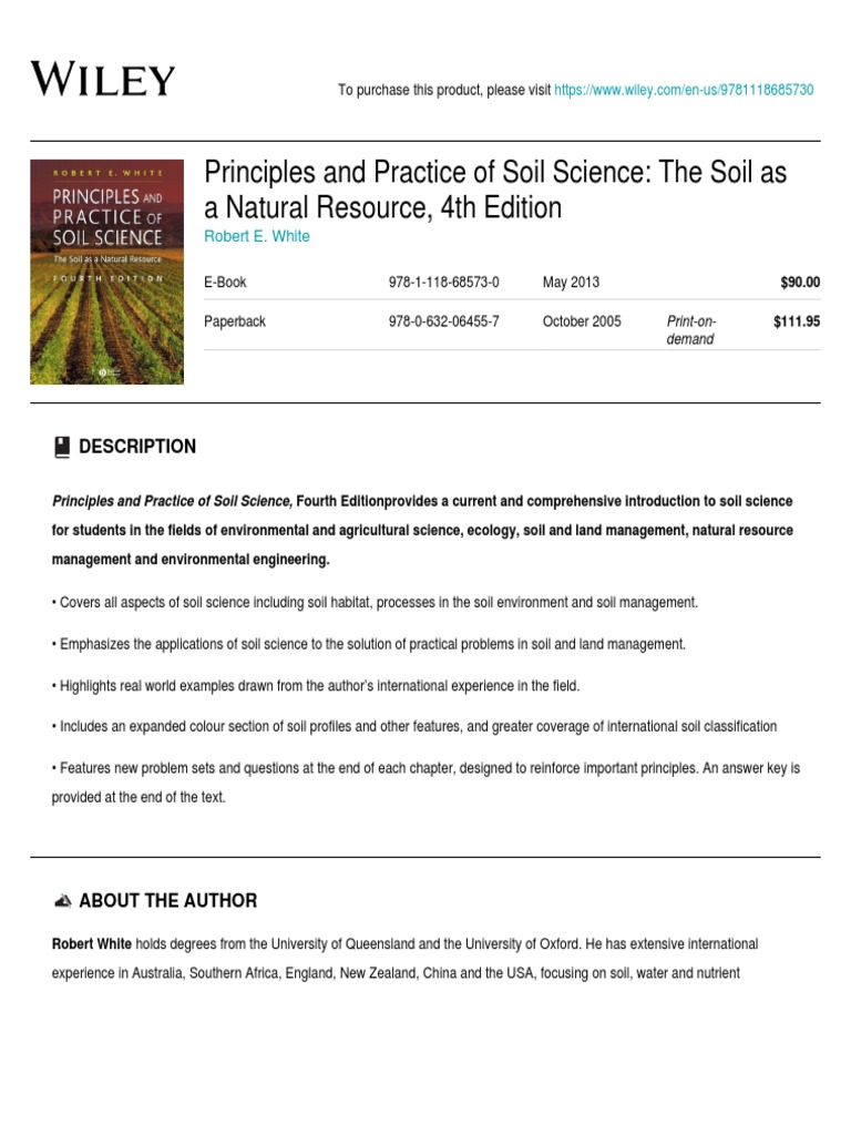 Wiley - Principles and Practice of Soil Science - The Soil As A Natural Resource, 4th Edition ...