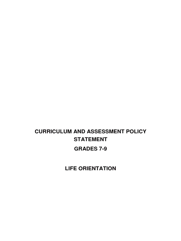 Life Orientation SP Grades 7 - 9 Edited 2018 | PDF