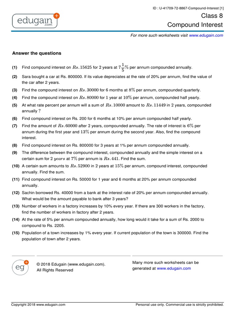 Compound Interest 2 | PDF | Teaching Methods & Materials