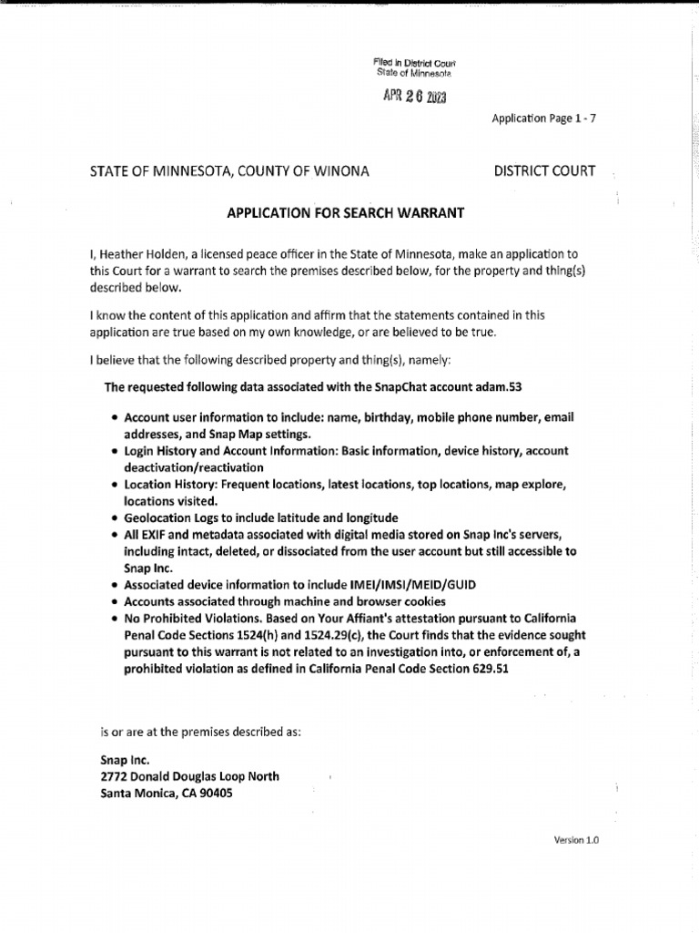 ADAM FRAVEL - 64c93b2a75e7f.pdf APPLICATION FOR SEARCH WARRANT | PDF ...