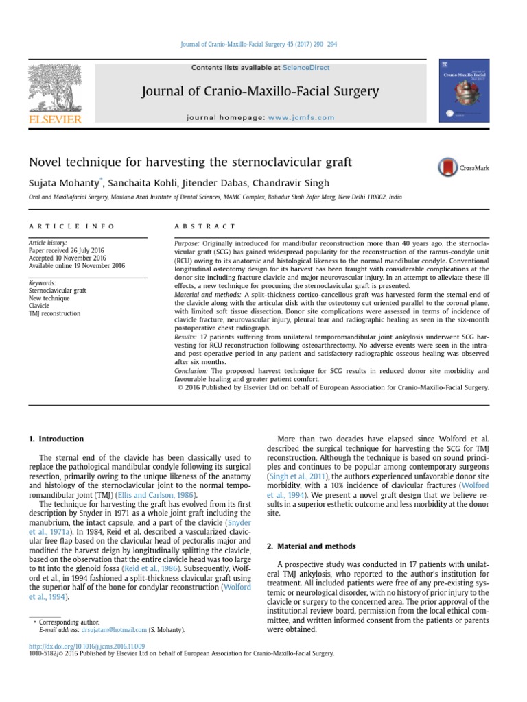 Novel Surgical Technique For Clavicle Graft Harvest | PDF Novel Surgical Technique For Clavicle Graft Harvest | PDF