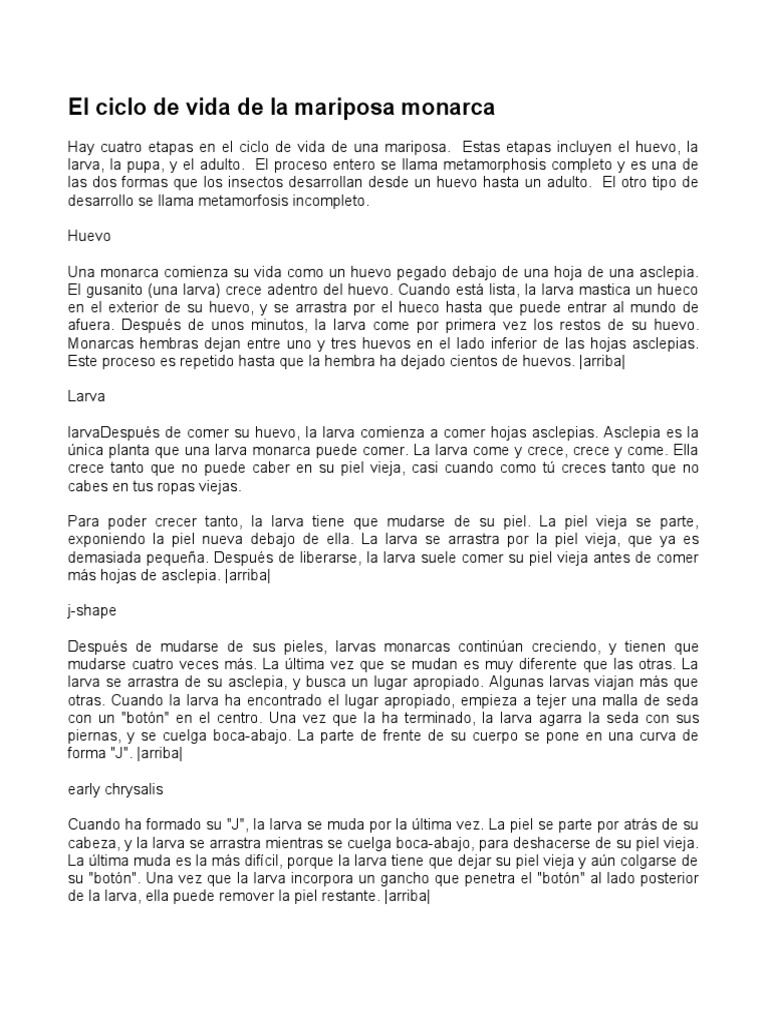 El Ciclo de Vida de La Mariposa Monarca | PDF | Vapor de agua | Evaporación