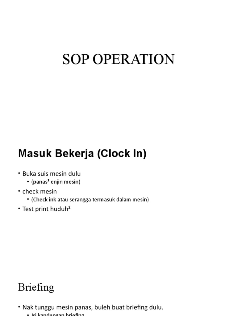 Sop Operation | PDF | Komputer