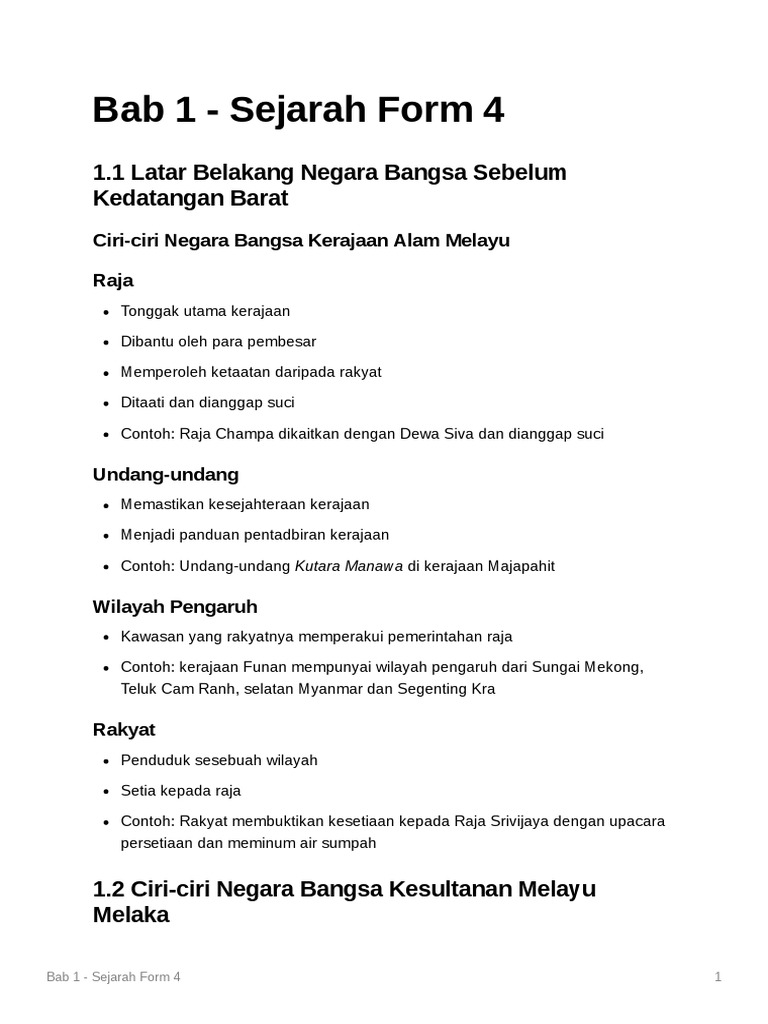 Bab 1 - Sejarah Form 4 | PDF