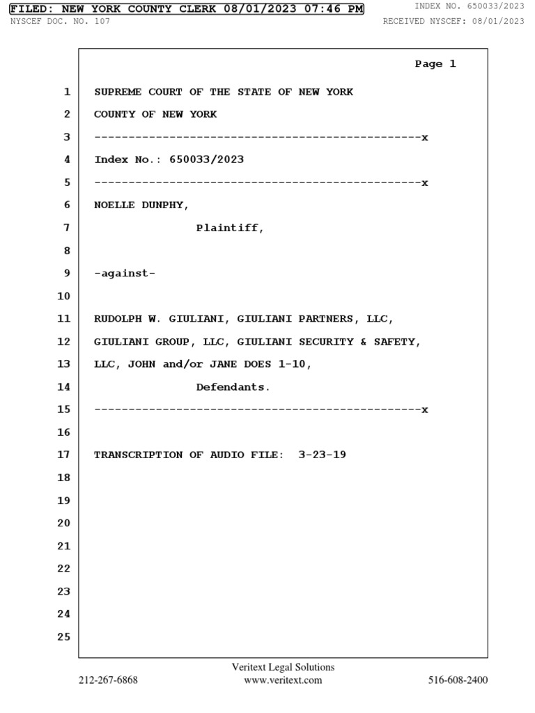 Dunphy v. Giuliani Transcript Excerpt | PDF | Law Of The United States ...