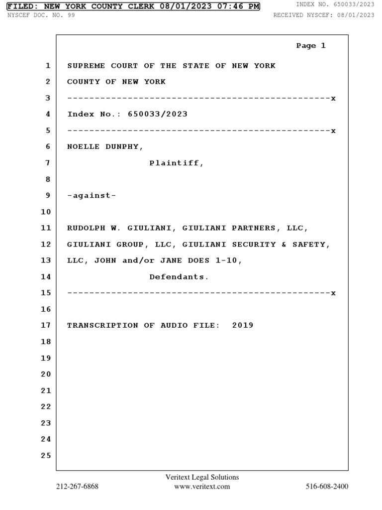 Noelle Dunphy V Rudolph W Giuliani Et Al EXHIBIT S 99 | PDF