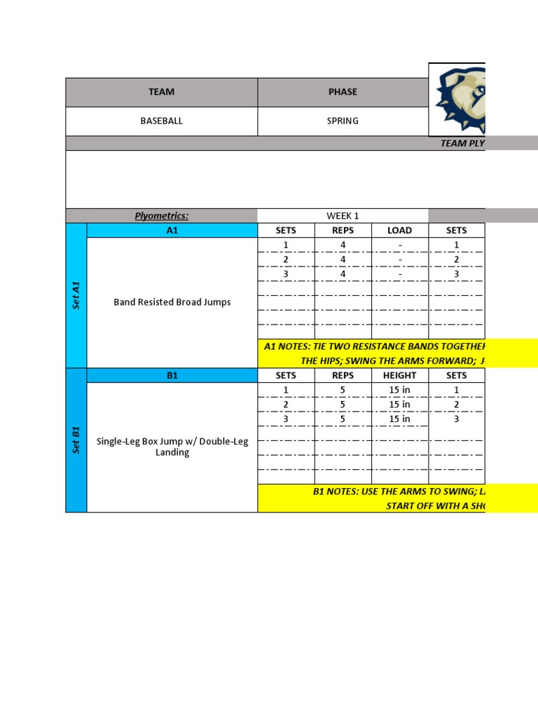 Baseball Plyometrics Program Weeks 1-8 | PDF | Physical Exercise ...