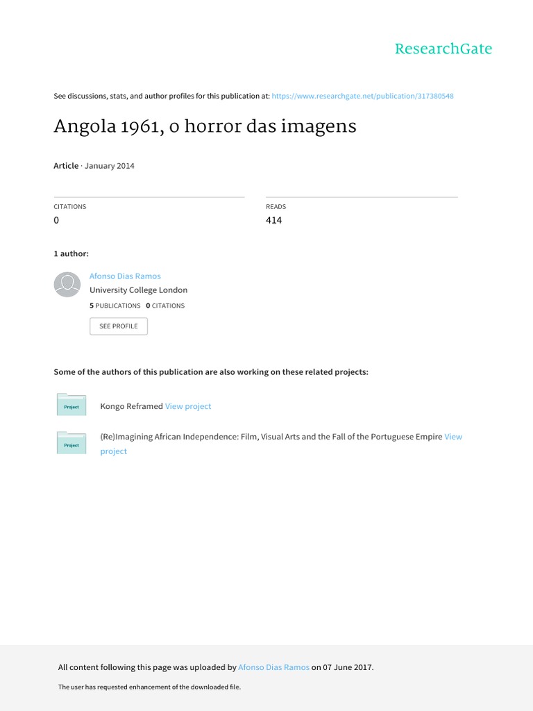 Angola 1961 o Horror Das Imagens | PDF