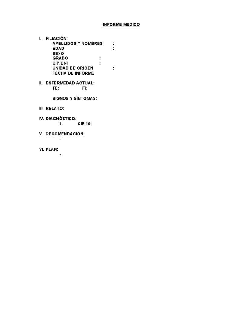 Informe Medico Formato | PDF