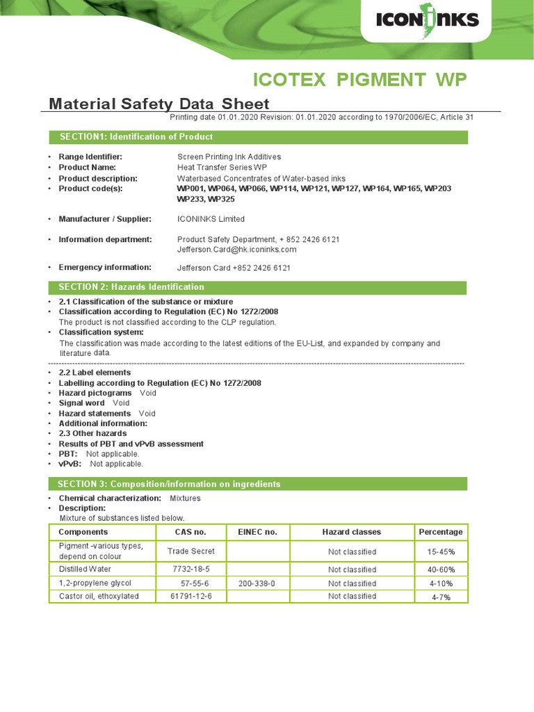 WP IcoTex-GHS-MSDS-2020-EN (100) 2 | PDF