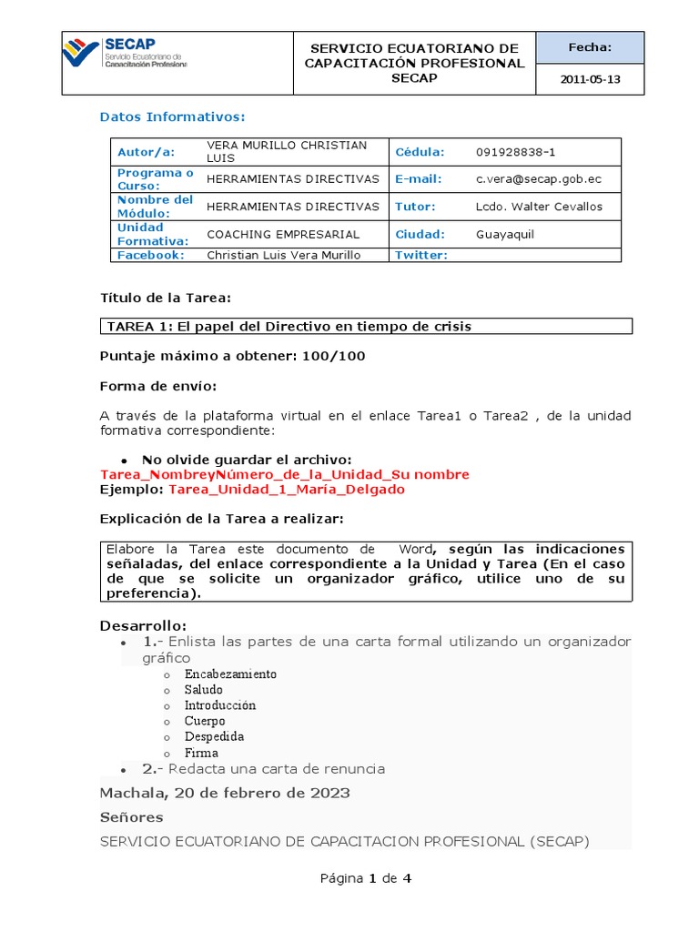 Tarea 1 Unidad Formativa 2 Amanda Ochoa | PDF