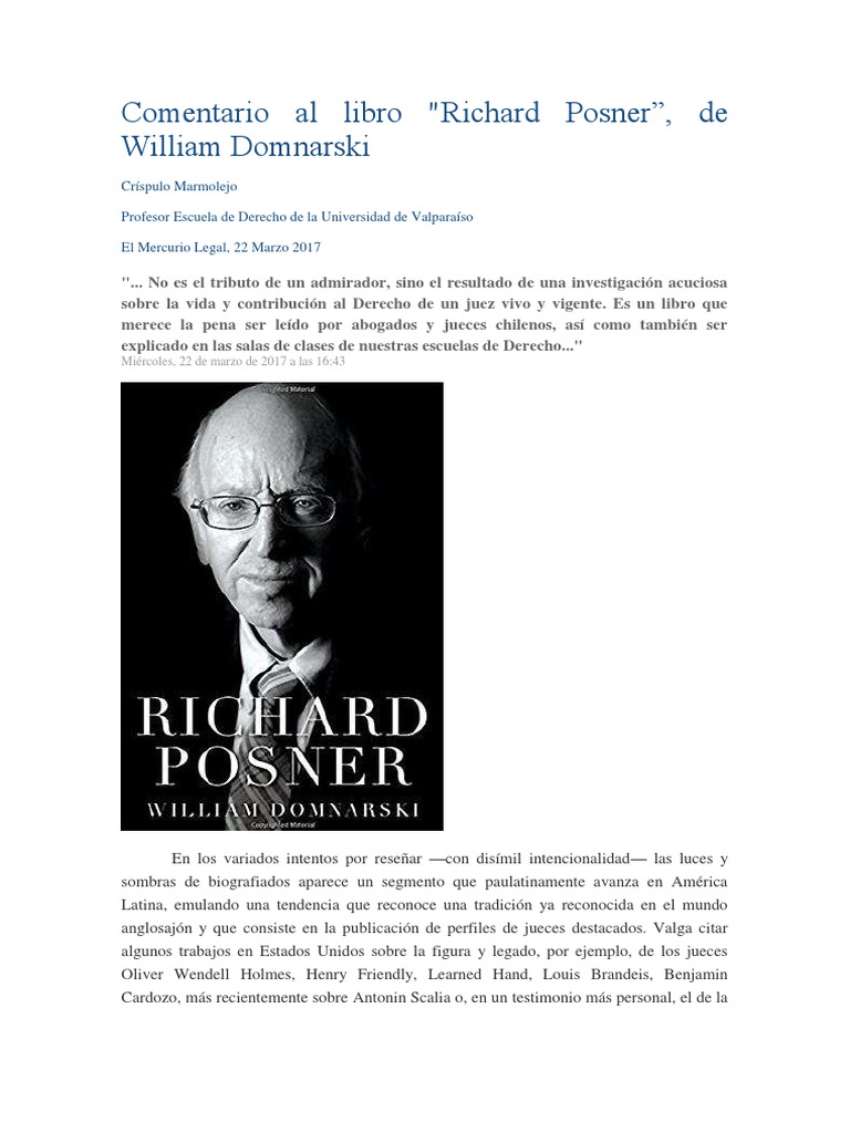 Richard Posner Por William Domnarski El-52274135 | PDF | Ciencias ...